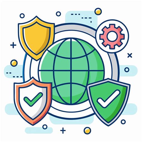 Global Security Concept Illustration With Shields And A Gear Premium Ai Generated Vector