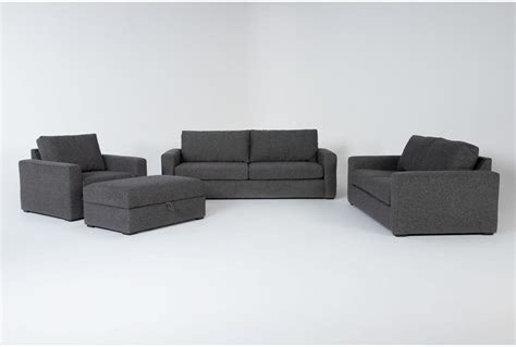 Araceli Ii Pewter Grey Fabric 4 Piece 95 Sofa Loveseat Oversized Arm
