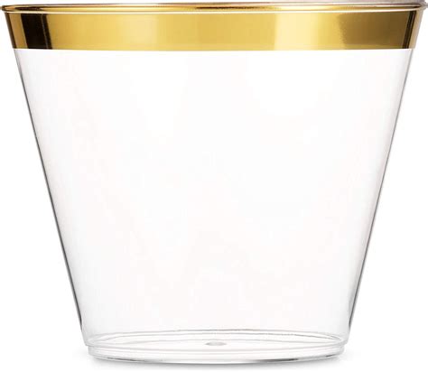Munfix 100 Gold Rimmed Crystal Wine Glasses 9 Oz Clear Tumblers