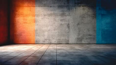Textured Concrete Background With Colorful Backlight Generative Ai Stock Illustration