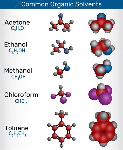 Premium Vector Common Organic Solvents Acetone Ethanol Methanol