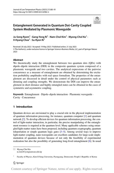 Entanglement Generated In Quantum Dot Cavity Coupled System Mediated By Plasmonic Waveguide