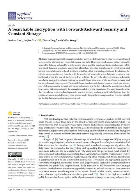 Pdf A Searchable Encryption With Forwardbackward Security And
