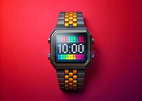 Vintage Digital Clock Face 11 Oclock Pixel Art Design Element For Retro