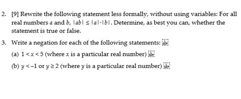 Solved 2 9 Rewrite The Following Statement Less Formally