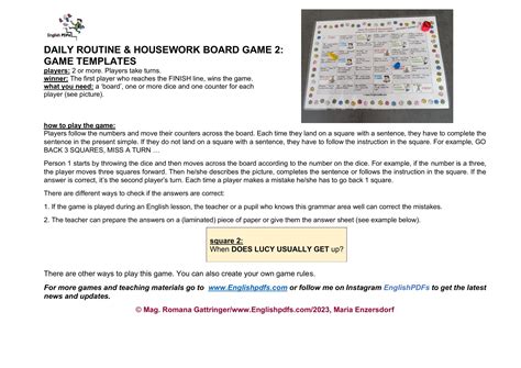 Daily Routine And Housework Games English Pdfs