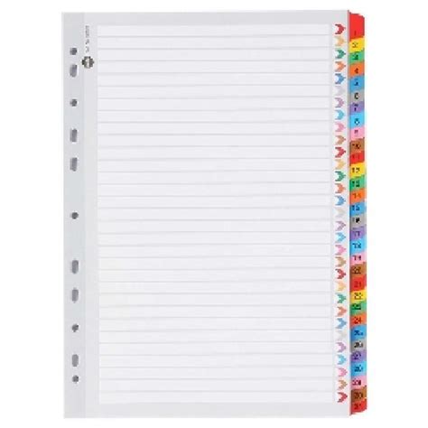Marbig Dividers A4 Manilla 1 31 Numerical Coloured Tab Winc