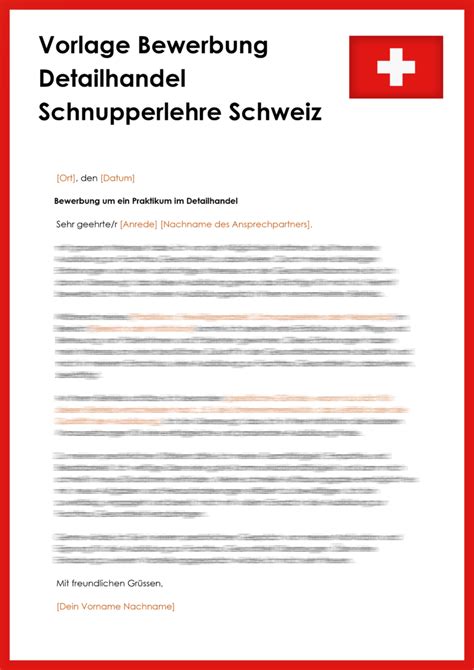Vorlage Bewerbung Lehrstelle KV Schweiz 2023