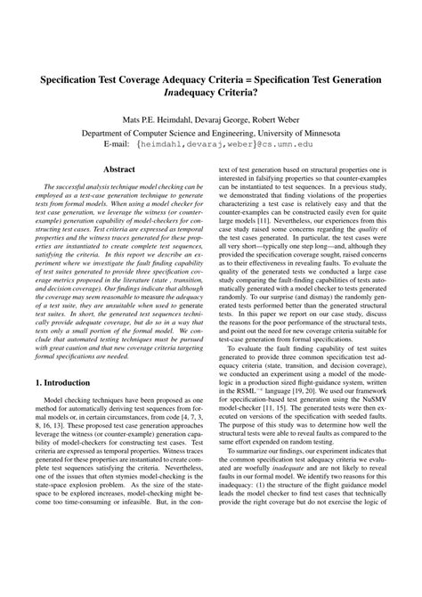 Pdf Specification Test Coverage Adequacy Criteria Specification Test Generation Inadequacy