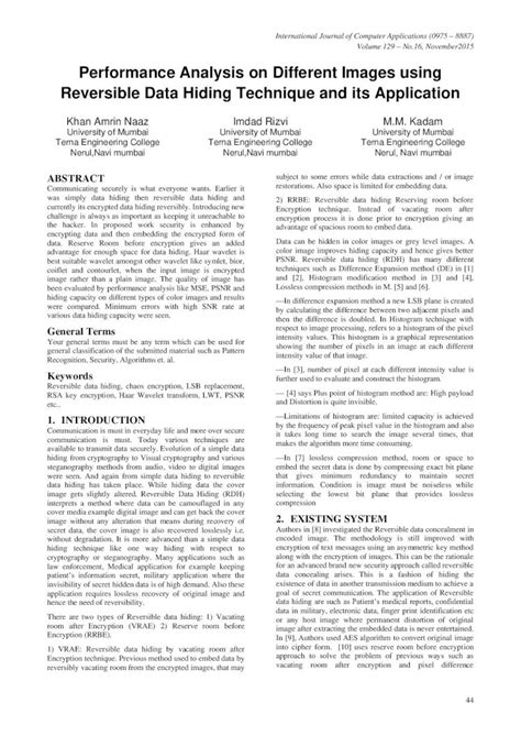 pdf performance analysis on different images using reversible data