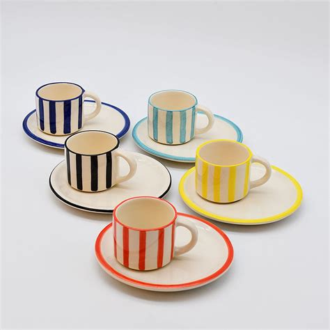 Tasse à Café Rayée Jaune I Céramique Portugaise Luisa Paixao