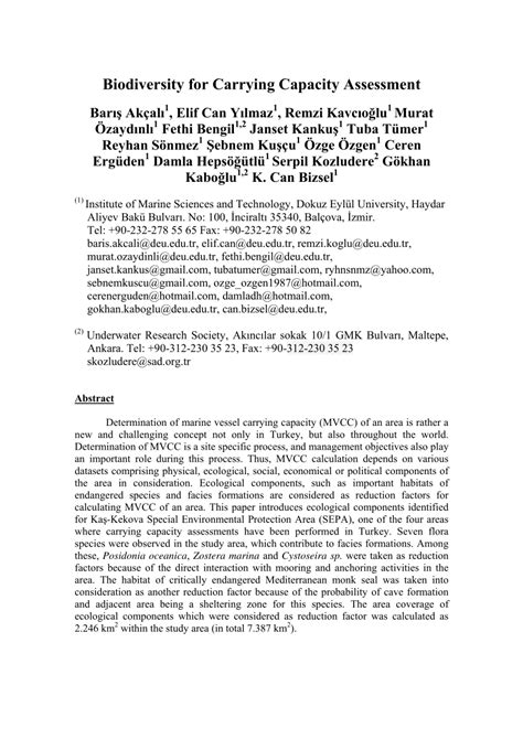 Pdf Biodiversity For Carrying Capacity Assessment