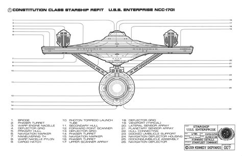 U S S Enterprise NCC 1701 Constitution Class Starship Refit Blueprints