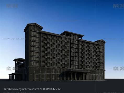 沿海三亚风格度假酒店会所3d模型中式建筑模型下载 摩尔网cgmol