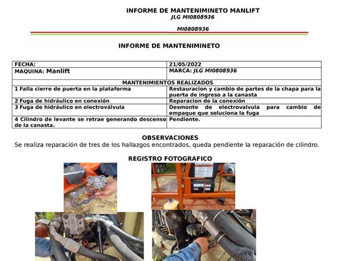 Gcp F 03 Listado Proveedores Jlg Mi Mi Informe De Mantenimineto Fecha