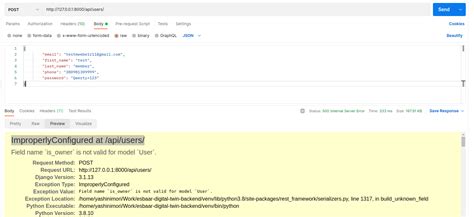 Django Rest Framework ImproperlyConfigured At Api Users Field Name Is Owner Is Not Valid