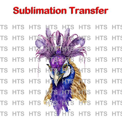 Peacock Mardi Gras Ready To Press Sublimation Iron On Transfer Heat