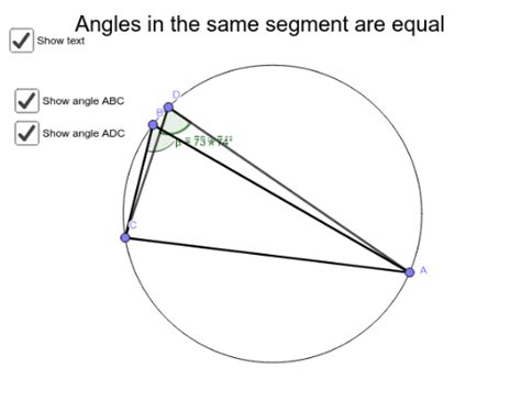 Angles In The Same Segment GeoGebra
