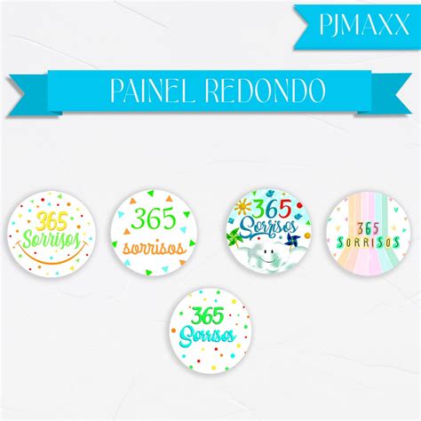 Capa Para Painel Redondo Tema 365 Sorrisos Colorido Confete Formas