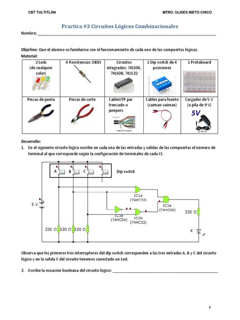 Práctica 3 Circuito Combinatorio Pdf Puerta Lógica Diseño