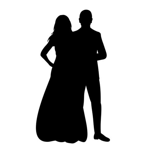 Silueta De El Novia Y Novio En Un Fondo Blanco Vector Premium
