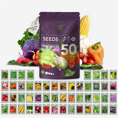 Garden Pack Seeds Pouch 50 Varieties Of Herb Flower