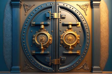 Premium Photo Bank Vault Door With Double Locking System And Security