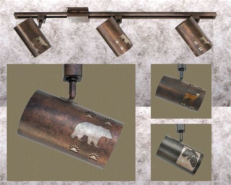 Rustic Cabin Style Track Light With Bear Design Log Cabin Lighting