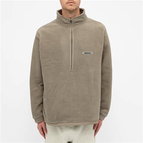 Fear Of God Essentials Polar Half Zip Fleece Grey Flannel End Uk
