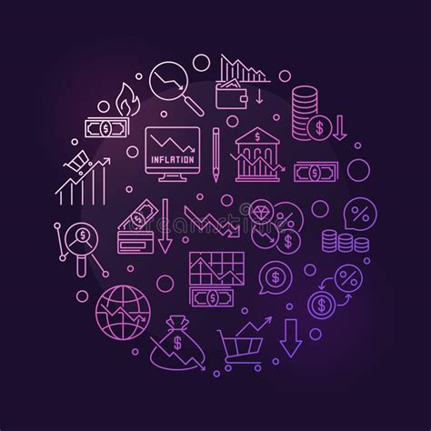 Inflation Colored Round Banner Financial Crisis Concept Outline