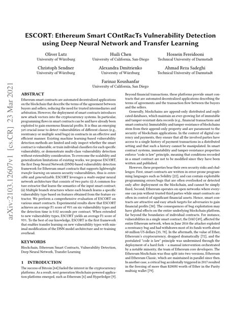 Pdf Escort Ethereum Smart Contracts Vulnerability Detection Using Deep Neural Network And