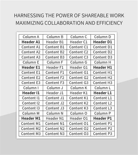 Harnessing The Power Of Shareable Work Maximizing Collaboration And Efficiency Excel Template