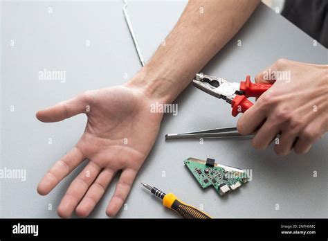 Hand With Implantation Of Micro Chip X Ray View Close Up Chipization Of People Control