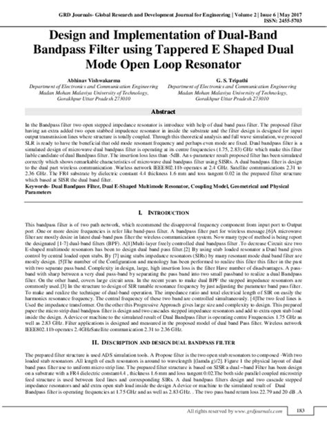 Pdf Design And Implementation Of Dual Band Bandpass Filter Using
