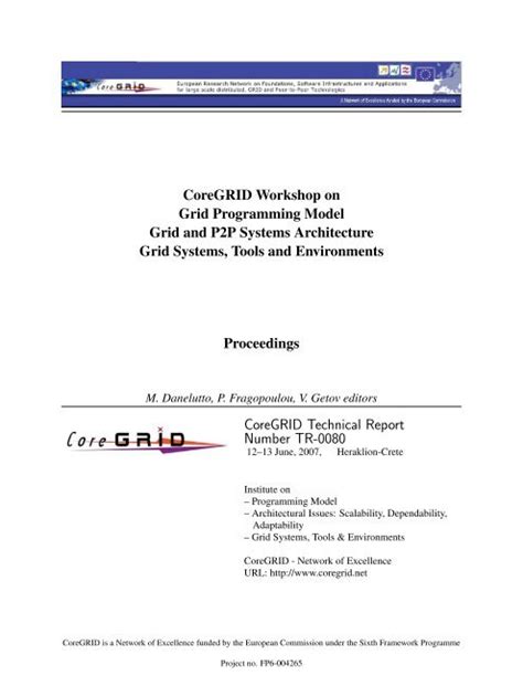 Coregrid Workshop On Grid Programming Model Grid And P2p
