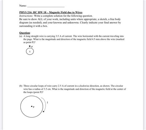 Solved Phys 216 Hc Hw 18 Magnetic Field Due To Wires
