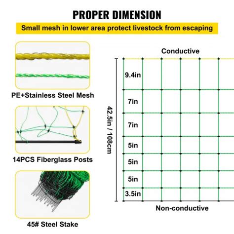 Vevor Electric Netting Fence Kit Sheep Fencing 425h X 164l With
