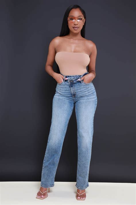 No Cares Ultra High Rise Bootcut Jeans Medium Stonewash Swank A Posh