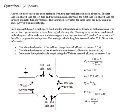 Solved Question 1 20 Points A Four Leg Intersection Has