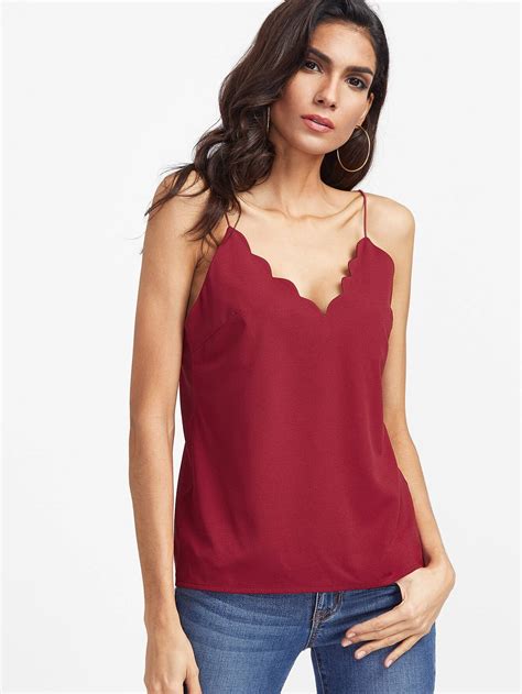Scallop Neckline Strappy Cami Top SheIn Sheinside