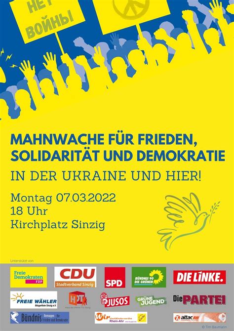 Mahnwache in Sinzig für Frieden Solidarität und Demokratie FREIE