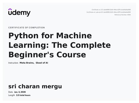 Python Machinelearning Datascience Udemy Ai Learning Sri Charan
