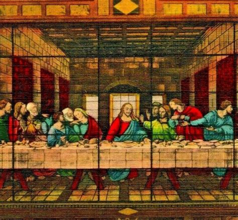 Davinci Last Supper Window Forest Lawn Glendale Ca Vtg Linen Postcard Unp United States