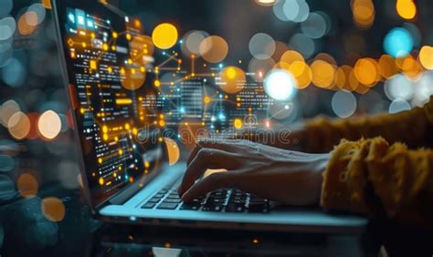 A Person Is Using A Laptop To View Graphs And Charts By Ai Generated Image Stock Illustration