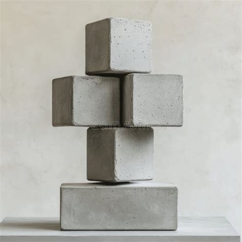 Abstract Geometric Concrete Blocks Stacked On Minimalist Background Stock Image Image Of