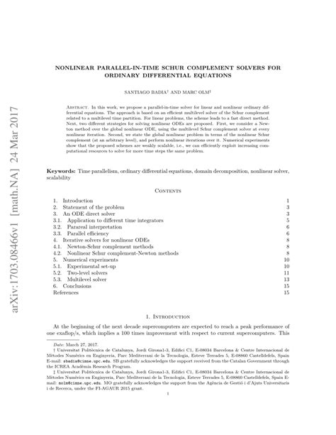 pdf nonlinear parallel in time multilevel schur complement solvers