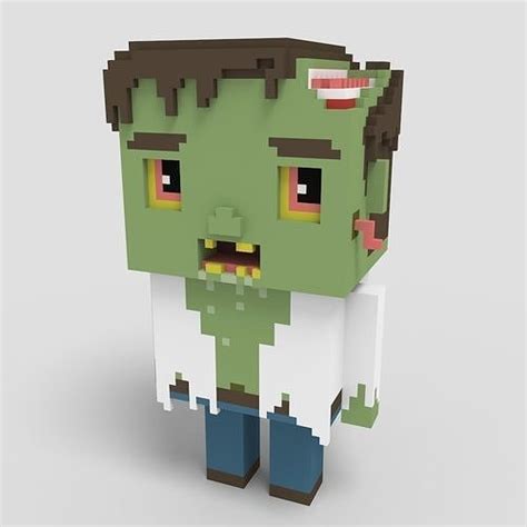 Rigged Voxel Cube Zombie 3d Model Animated Rigged Cgtrader