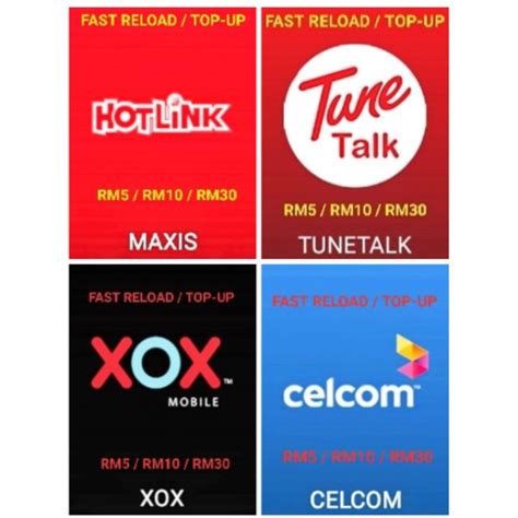 Fast Reload Top Up Hotlink Maxis And Tunetalk And Celcom And Xox Shopee