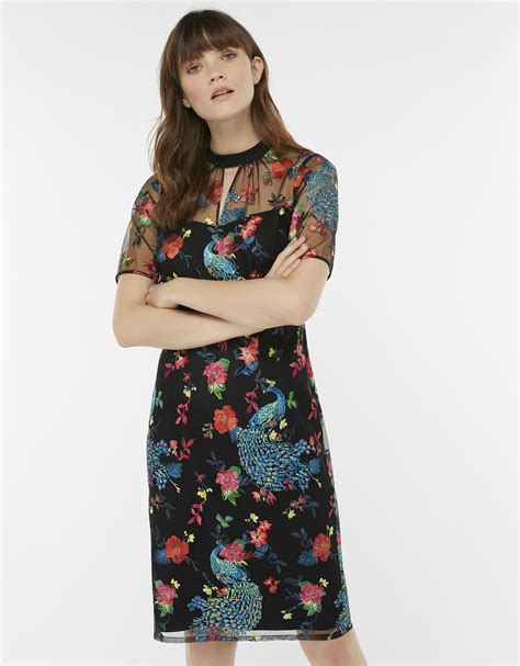 Monsoon Ishani Peacock Embroidered Dress Monzx00 2186 £5401