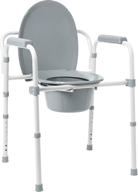 Medline 3 In 1 Steel Elongated Bedside Commode Folding Frame Clip On